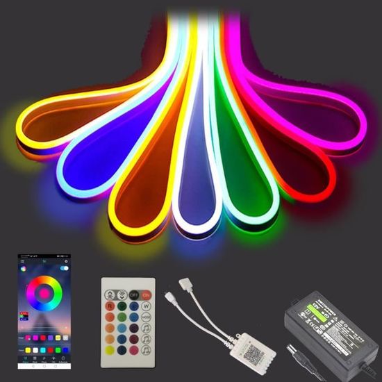 Rgb Néon Led Strip, 16.4Ft - 5M 12V Dc 600 Smd2835 Led Intérieur Et ...