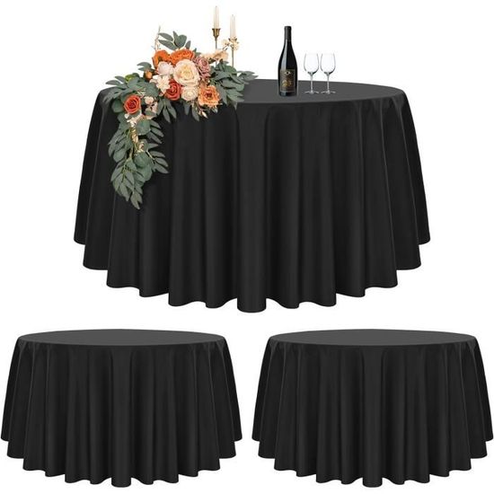 Lot De 2 Nappe Ronde Noire Tissu De 275Cmimperméable Et Lavable Nappes ...