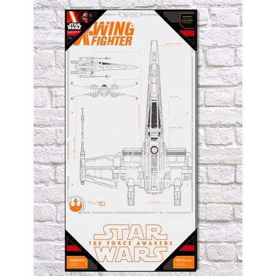 STAR WARS EP7 Affiche X-Wing Blue Print Verre 30 x 60 cm - Cdiscount Maison