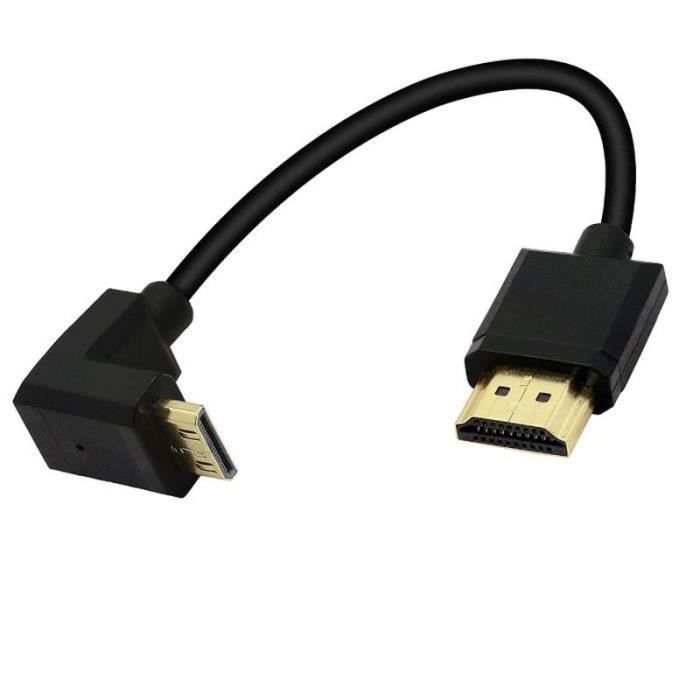 Mini cable hdmi vers hdmi 15 cm 90 degrés haute vitesse 4k mini hdmi ...