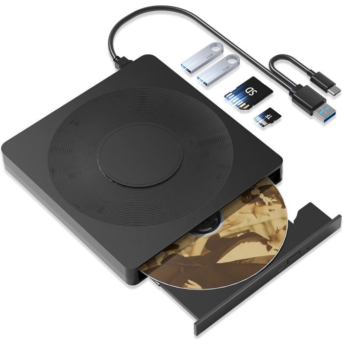 Lecteur DVD externe 5 en 1 pour ordinateur portable avec LightScribe ...