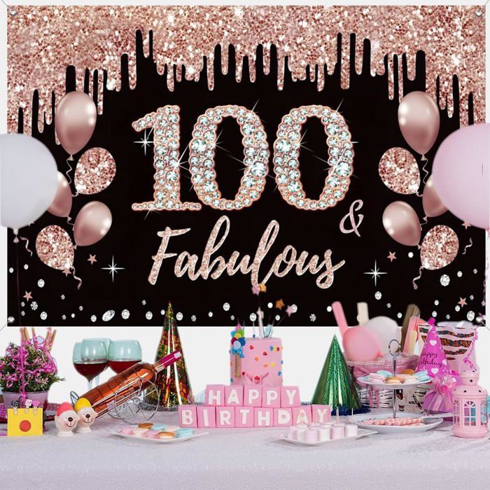 Joyeux 100 ans Anniversaire Bannière,Décoration de Fête d'anniversaire ...