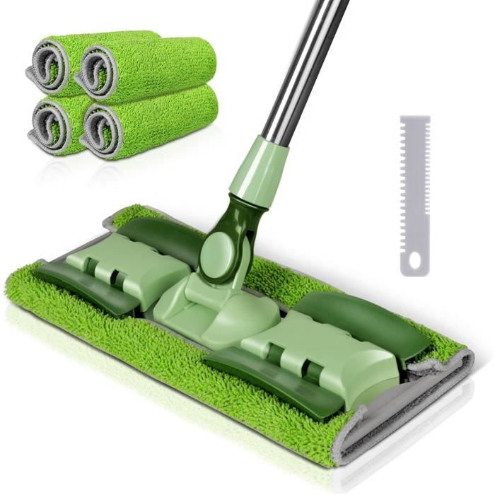 Balai À Plat Professionnel, Balai Serpillère Avec 4 Tampons Microfibre ...