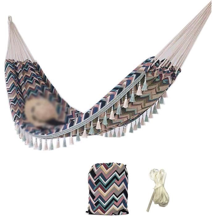 Hamac Double,Hamac Macramé À Rétro Jacquard,Portable Hamac Franges ...