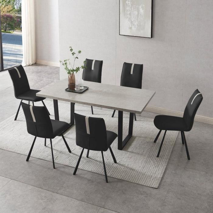 Ensemble table à manger moderne–table + 6 chaises (noir –table de ... Ensemble table à manger moderne–table + 6 chaises (noir –table de ...