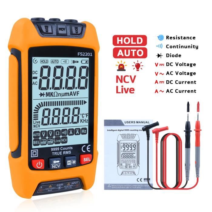 Multimètre Numérique,multimètre numérique à plage automatique 9999 ...