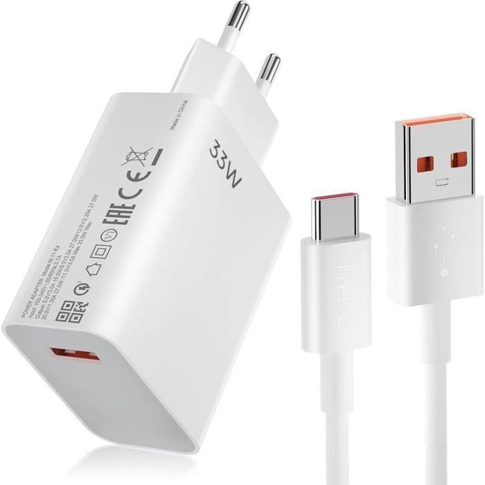 Chargeur rapide 33W - E.F.CONNECTION - Câble 1M USB-C - pour Xiaomi et ...