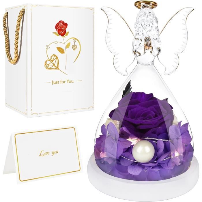 Ange Rose Eternelle - Violette Fleur Eternelle Avec Lumiere Led Et ...