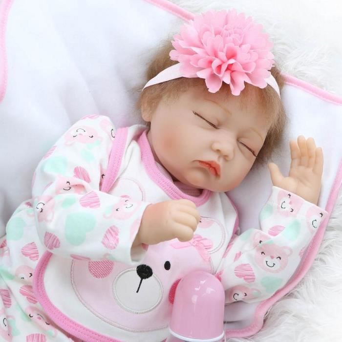 22 "réaliste silicone reborn bébés mode fille poupée reborn avec ours en peluche poupée jouets ...