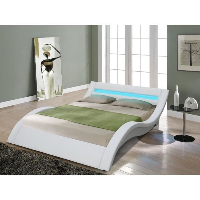 Lit LED "Barbara" - 160 x 200 cm - Blanc - Cdiscount Maison