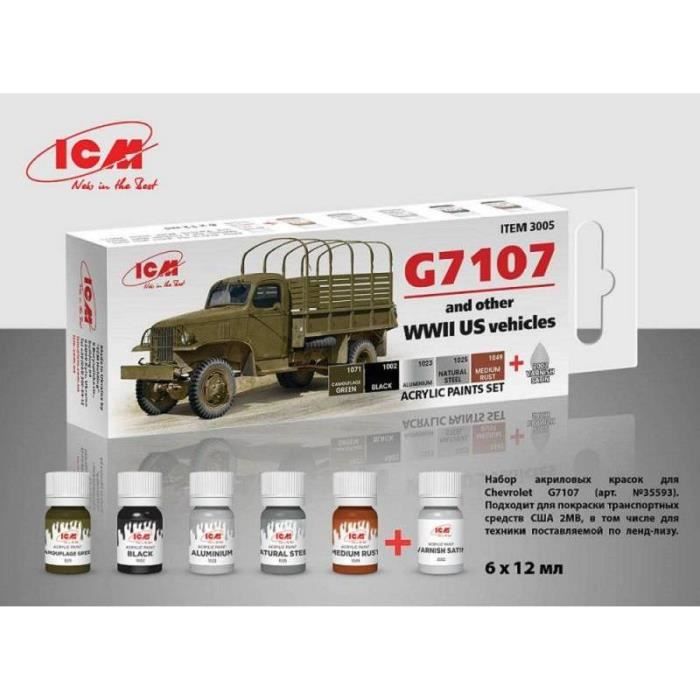ICM - Acrylic Paint Set For G7107 And Other Ww2 Us Vehicles |icm|3005| Maquette Char Promo - Ref ...