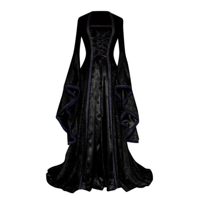 Minetom Robe de princesse longue à manches trompette de style rétro ...