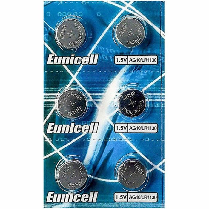 6 Piles Bouton AG10 / LR1130 / LR54 / LR1130L / 189 / 389 / G10A / G10 ...