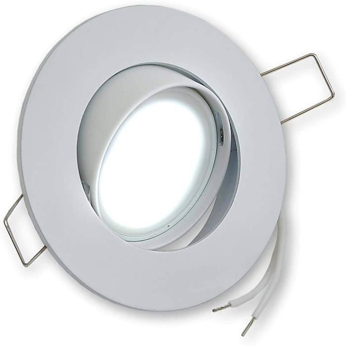Spot encastré LED blanc rond 7 watts blanc neutre 12V plat, pivotant ...