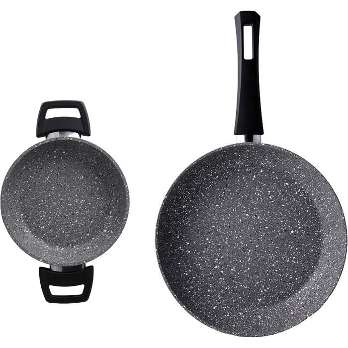 KARACA Gris Bio Granit bio Ensemble poêle et sahan en granit bio non ...