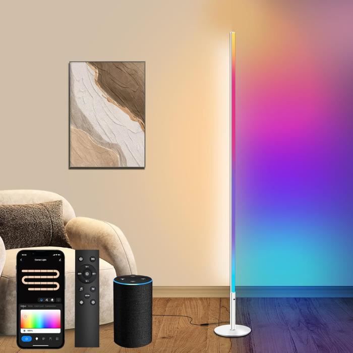 Lampadaire Sur Pied Salon, Rgbcw Led Lampadaire Compatible Avec Alexa - Google Home - Wifi App ...