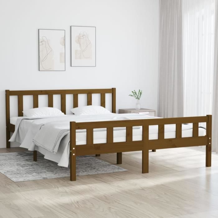 TRU Lit 1 Personne pour 150 x 200 cm, Lit Simple en Bois de pin massif ...