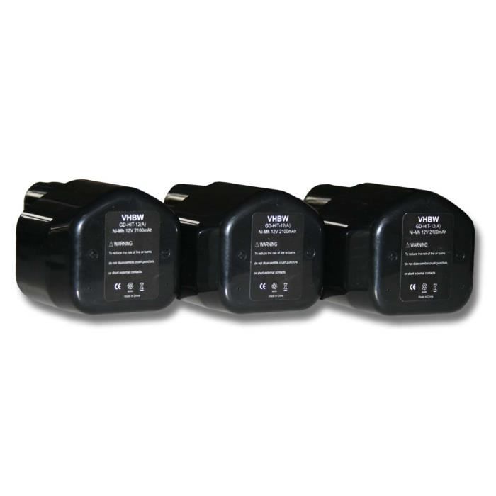 Vhbw 3x Batt. Ni-MH 2100mAh (12V) pour outils compatible avec FWH10DFL ...