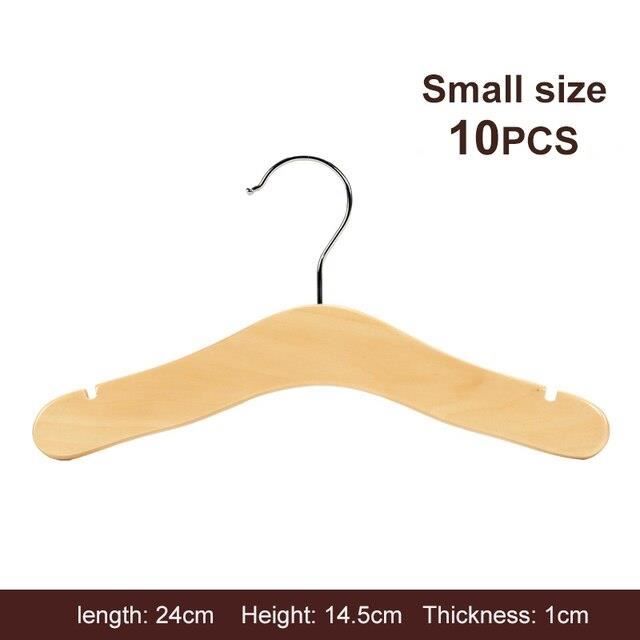 CINTRE,Natural wood color S-10pcs--Cintres en bois antidérapants pour ...