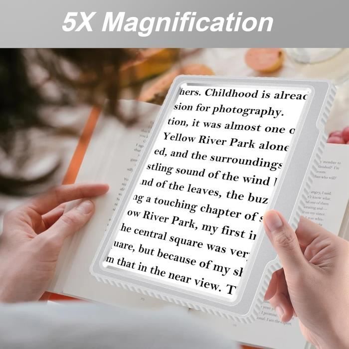 Loupe grossissante 5X pour la lecture, grande et légère offrant une zone de visualisation ...
