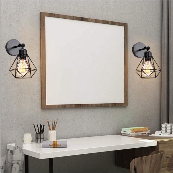 Fusion LOT DE 3 Applique Murale Industriel en Métal Noir E27 40W Lampe ...