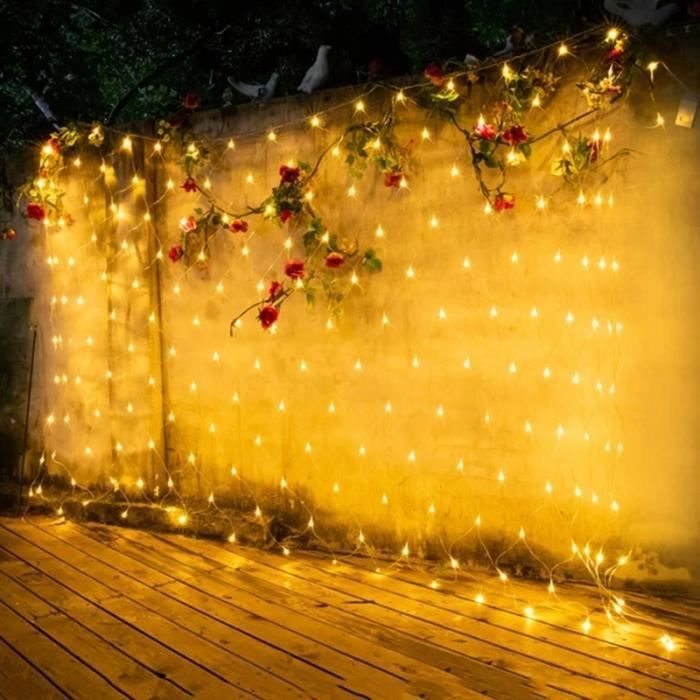 Filet lumineux solaire à Led 3x2m, 8 Modes d'éclairage, pour rideau de ...