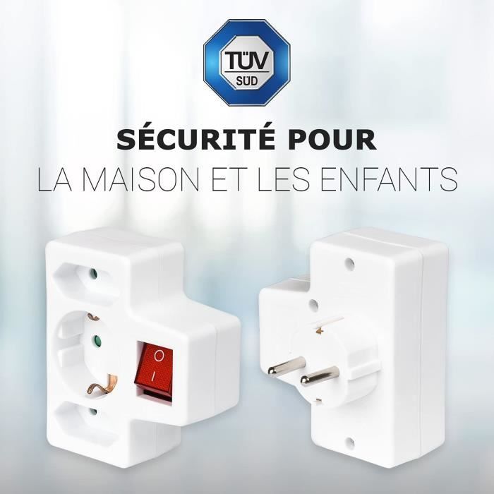 Heitech Fiche Multiprise Electrique Triple Avec Sécurité Enfant ...