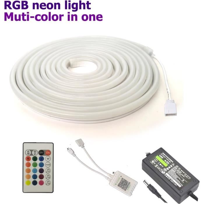 Rgb Néon Led Strip, 16.4Ft - 5M 12V Dc 600 Smd2835 Led Intérieur Et ...
