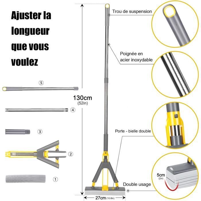 Balai Éponge Avec Fonction Essorage, Balai Serpillère Absorbant ...