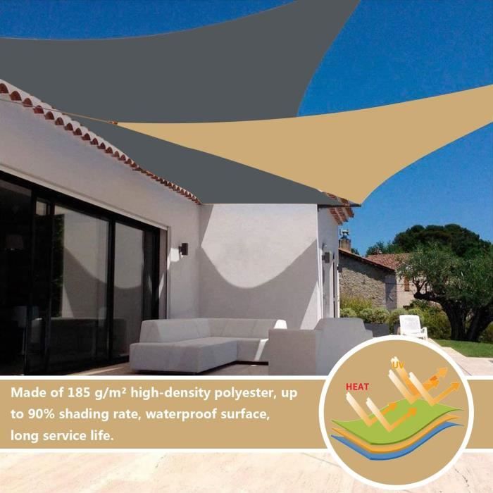 Voile D'Ombrage Impermeable 5X6M, Toile Tendu, Résistant Et Respirant ...
