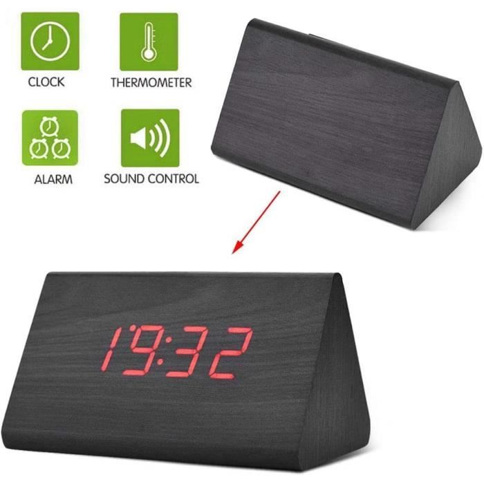 LIWI-Réveil Electronique sans Fil, Horloge en Bois Numérique avec ...