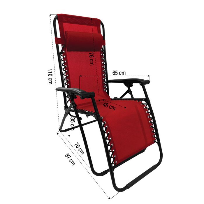 Fauteuil de jardin Transat Bain de soleil Pliable Inclinable avec ...