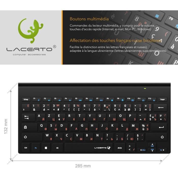 | Clavier Sans Fil Bilingue Français-Russe Clavier Azerty Avec Alphabet ...