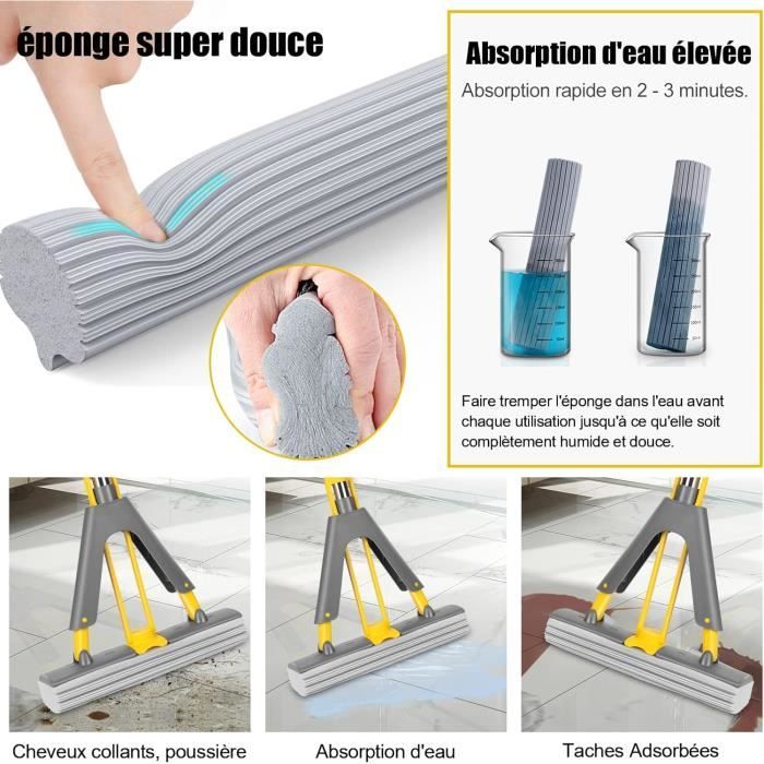 Balai Éponge Avec Fonction Essorage, Balai Serpillère Absorbant ...