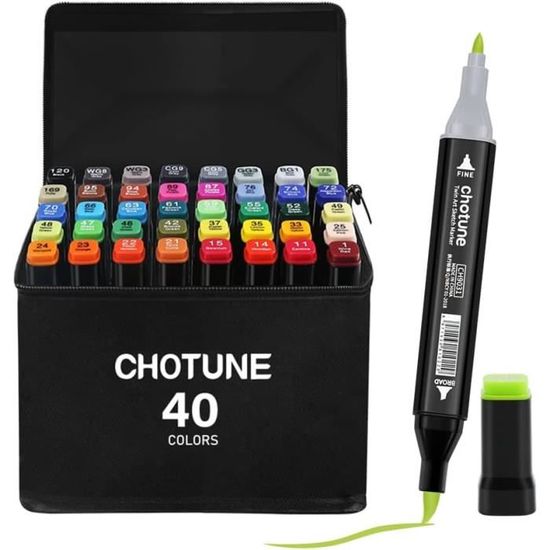 40 Couleurs Marqueurs, Alcohol Permanent Markers Set, Stylos Marqueur À ...