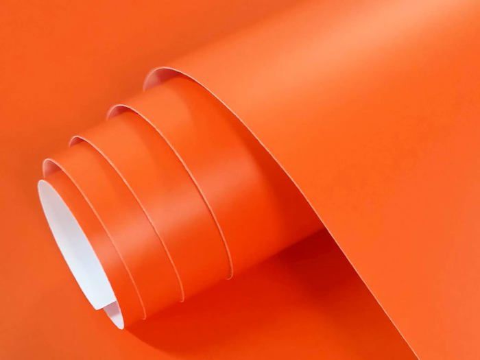 Vinyle adhésif mat Orange 1 unité 60 x 300 cm pour meubles de cuisine ...
