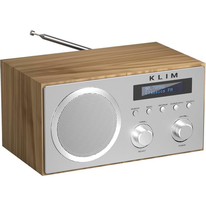 Radio réveil DAB+ Bluetooth - TURBIX - Boîtier en bois - Radio DAB ...
