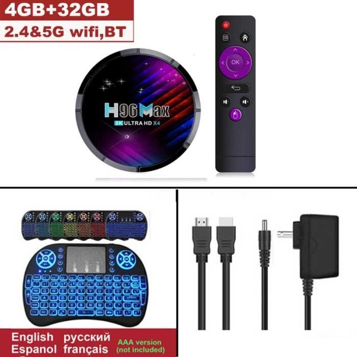 Ue Plug - 4 Go 32 Go KB - Boîtier TV H96 Max X4 Amlogic S905X4, Android ...