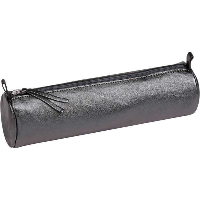 8690C - Trousse Scolaire Ronde Graphite Effet Irisé Ø5,5X22 Cm En ...