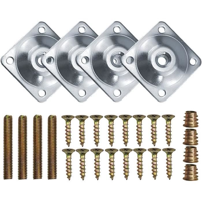 Plaques de Montage de Pieds de Meubles 4 Pièces Metal Carré Plaques de ...