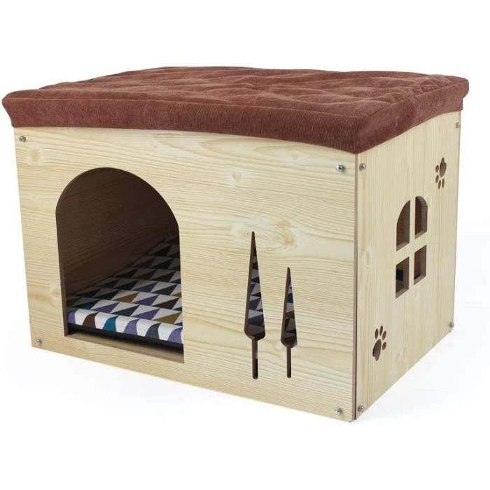 Niche pour Animal Domestique Interieur Exterieur - Cube Niche en Bois ...