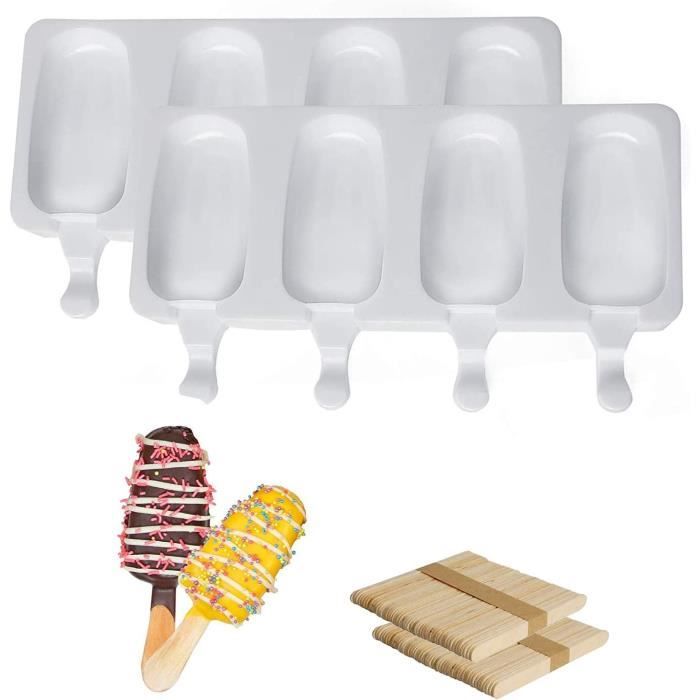 2 paquets de 4 moules à crème glacée à grille,moules à glace en silicone sans BPA,moules à glace ...