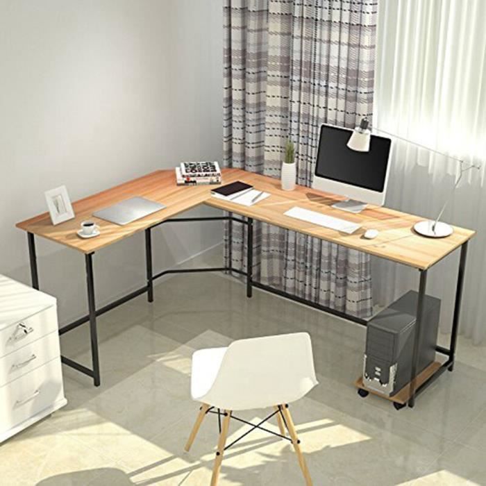Bureau d'ordinateur de coin en L en forme de grand bureau de travail de ...