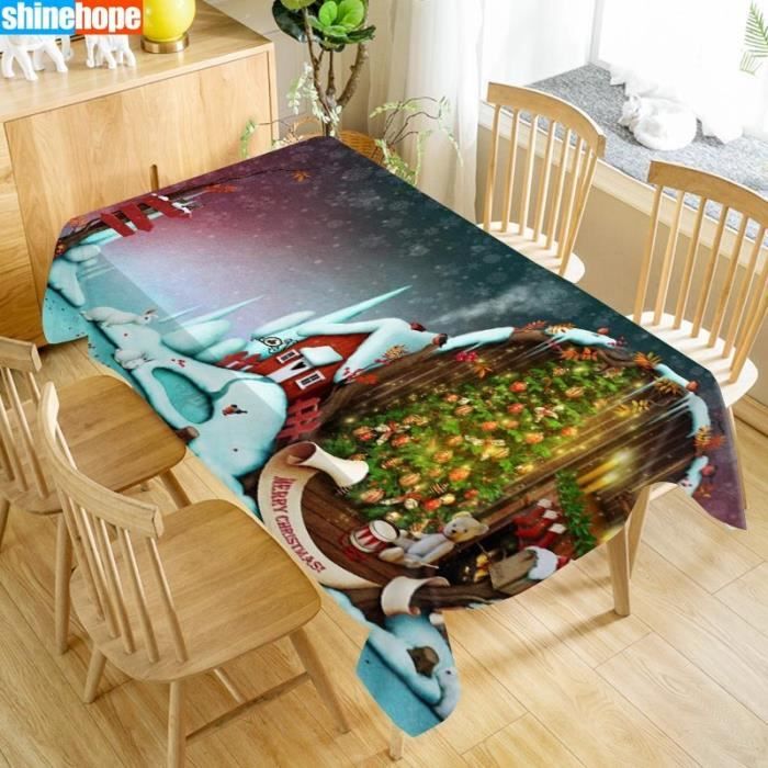 Linge de Table,Nappe de Table de noël en tissu Oxford, couverture de Table rectangulaire pour ...