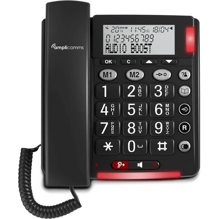BigTel 48 Plus, téléphone Filaire à Grosses Touches, Fonction Mains ...