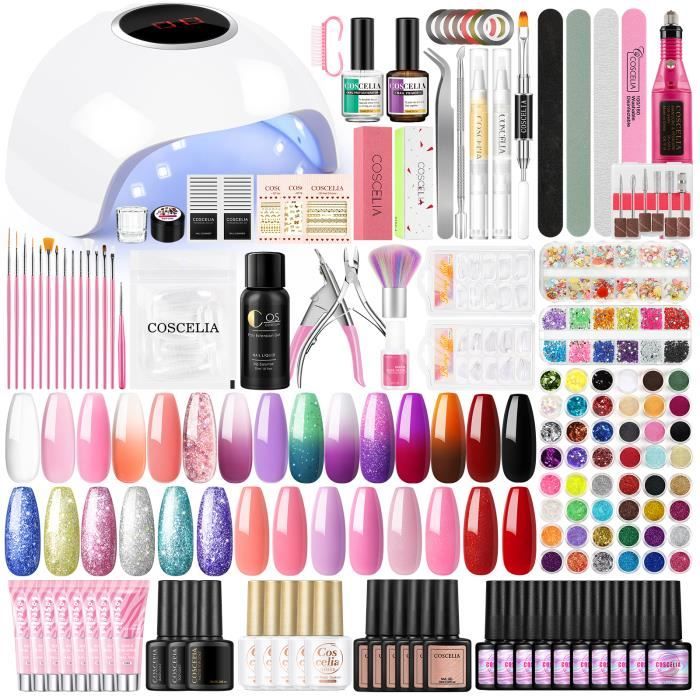 COSCELIA UV LED Vernis Semi Permanent Poly Gel Paillettes Strass Outils ... COSCELIA UV LED Vernis Semi Permanent Poly Gel Paillettes Strass Outils ...