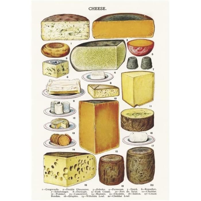 Affiche Vintage Publicités Alimentaires D'Antan - Nos Fromages Poster ...