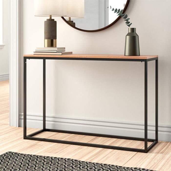 Table console Kittilä 80 x 100 x 30 cm noir et effet chêne - Cdiscount ...