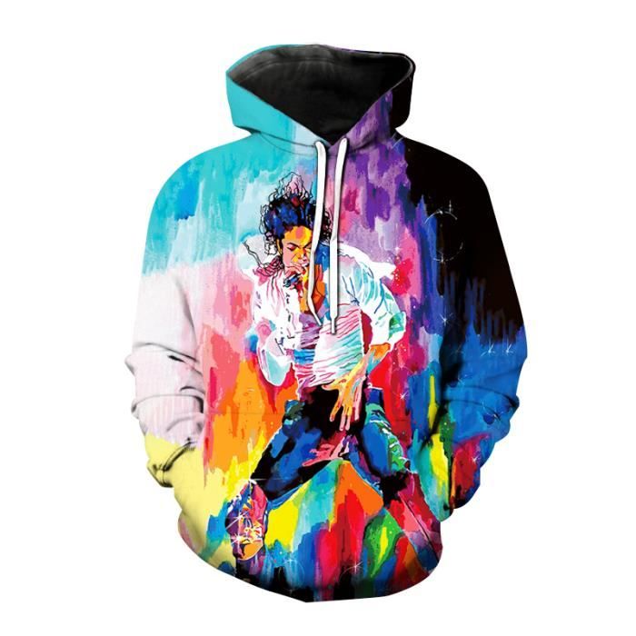 Sweats à Capuche - Michael Jackson 3D - Noir - Hommes Femmes Harajuku ...