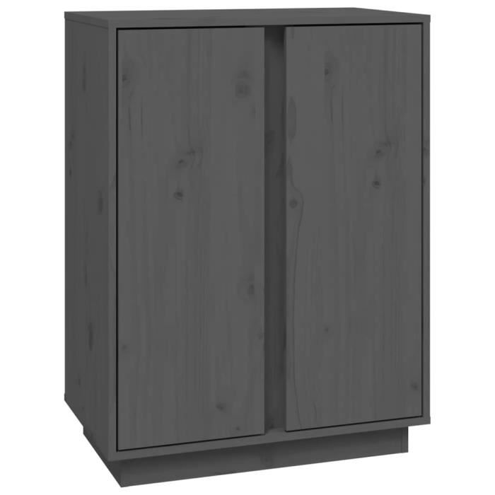 Buffet Bas - SALUTUYA - BD47313 - Bois Massif de Pin - Gris - 60x35x80 ...